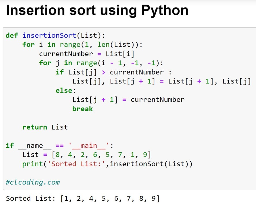 Day 49 : Insertion sort using Python Day 49 : Insertion sort using Python