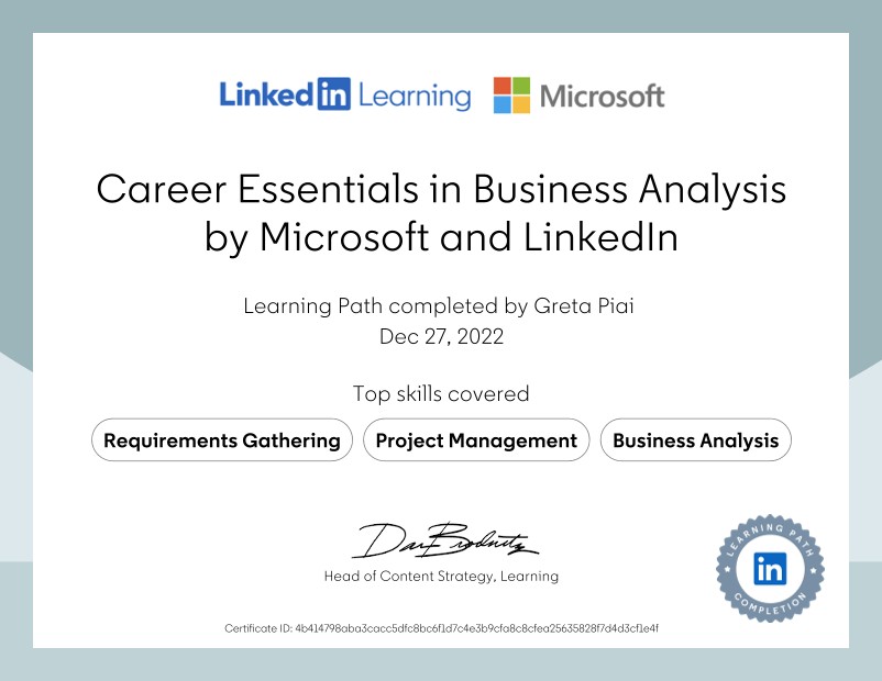 Greta Piai on LinkedIn: Certificate of Completion Greta Piai on LinkedIn: Certificate of Completion