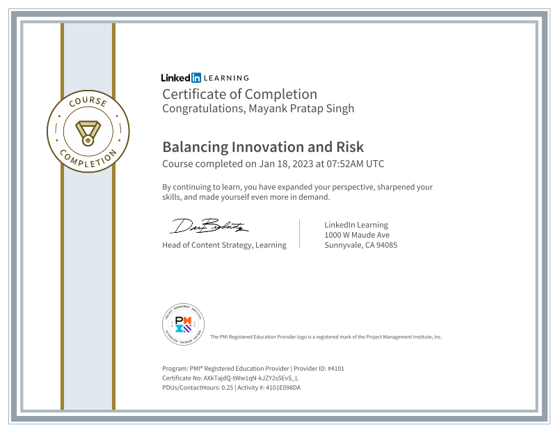 Mayank Pratap Singh on LinkedIn: Certificate of Completion Mayank Pratap Singh on LinkedIn: Certificate of Completion