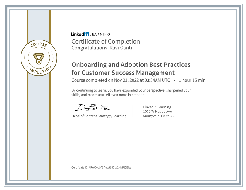 Ravi Ganti on LinkedIn: Certificate of Completion Ravi Ganti on LinkedIn: Certificate of Completion