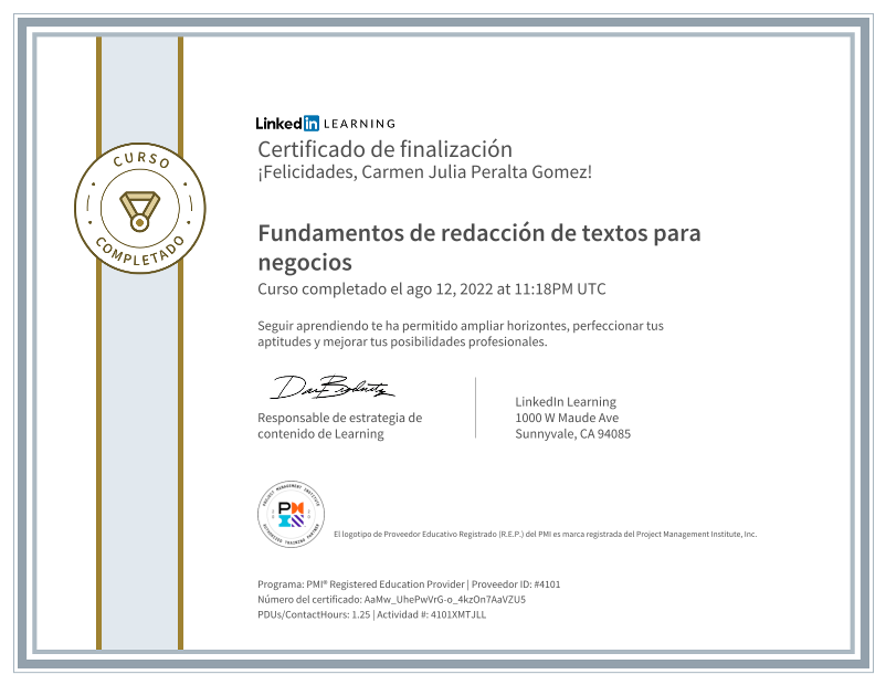 Certificate of Completion | Carmen Julia Peralta Gomez Certificate of Completion | Carmen Julia Peralta Gomez