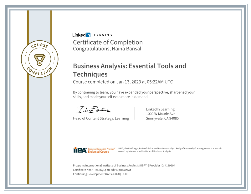 Naina Bansal on LinkedIn: Certificate of Completion Naina Bansal on LinkedIn: Certificate of Completion