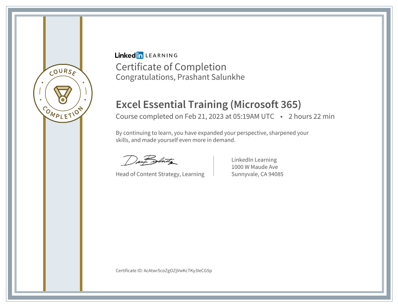 Prashant Salunkhe on LinkedIn: Certificate of Completion Prashant Salunkhe on LinkedIn: Certificate of Completion