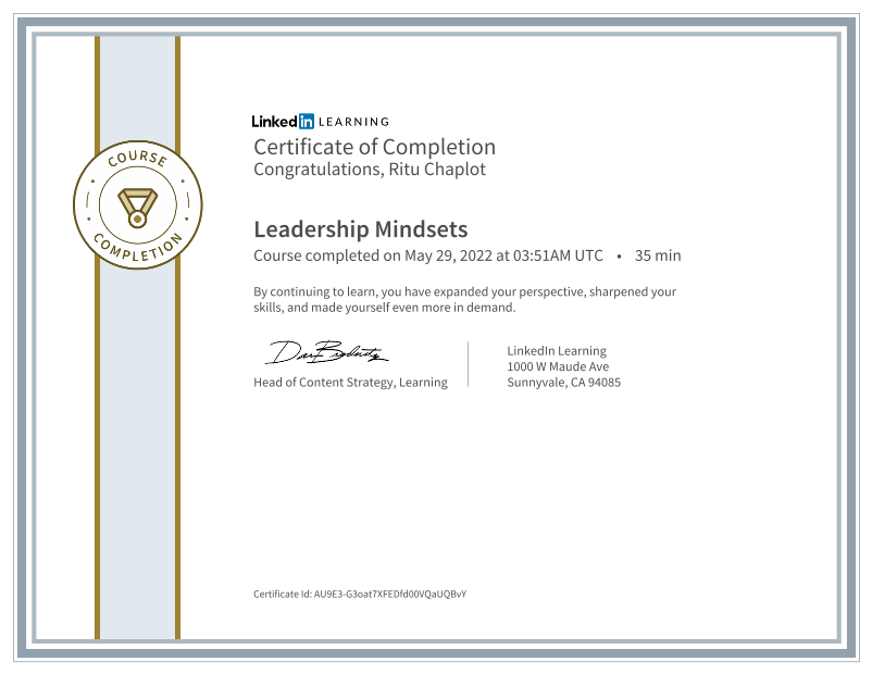 Ritu Chaplot on LinkedIn: Certificate of Completion Ritu Chaplot on LinkedIn: Certificate of Completion