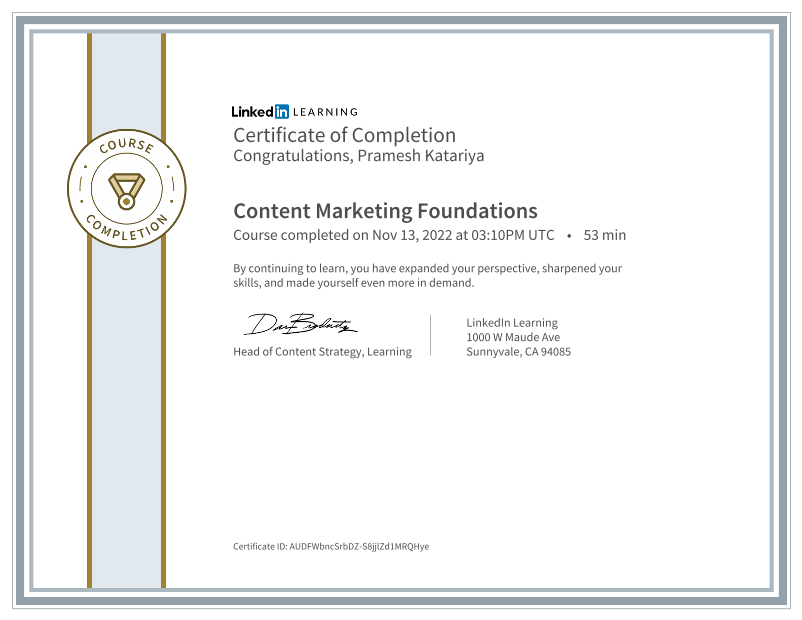 Pramesh Katariya on LinkedIn: Certificate of Completion Pramesh Katariya on LinkedIn: Certificate of Completion