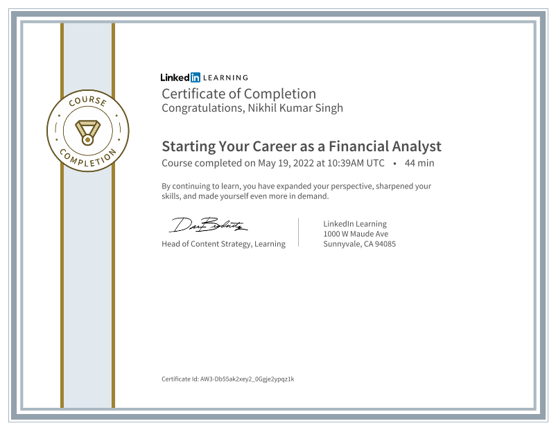 Nikhil Kumar Singh on LinkedIn: Certificate of Completion Nikhil Kumar Singh on LinkedIn: Certificate of Completion