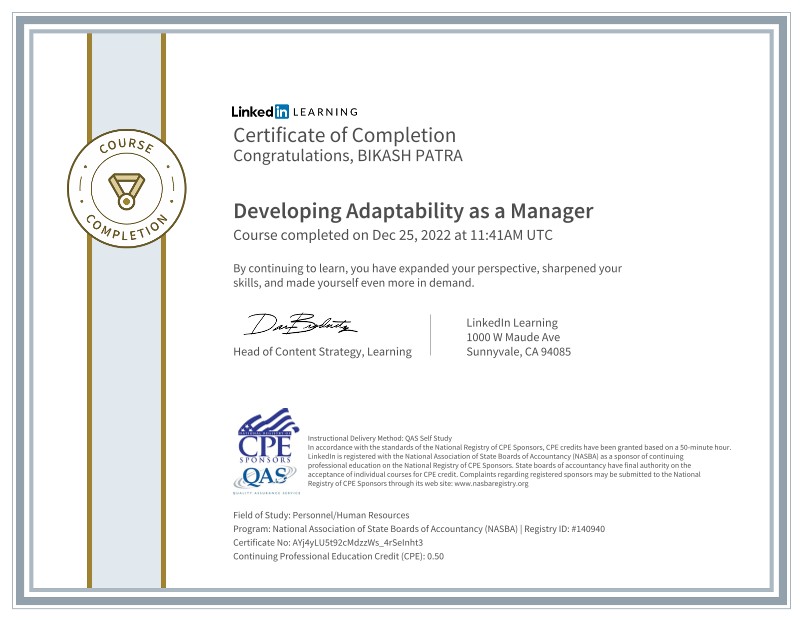 Certificate of Completion | BIKASH PATRA Certificate of Completion | BIKASH PATRA