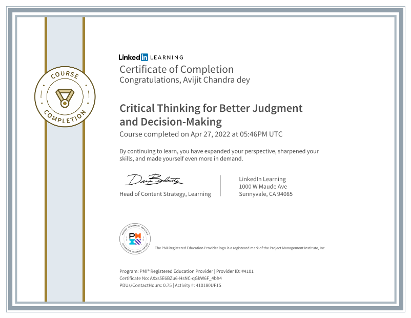 Avijit Chandra D. on LinkedIn: Certificate of Completion Avijit Chandra D. on LinkedIn: Certificate of Completion