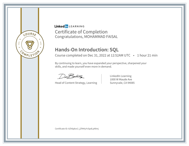 MOHAMMAD FAISAL on LinkedIn: Certificate of Completion MOHAMMAD FAISAL on LinkedIn: Certificate of Completion