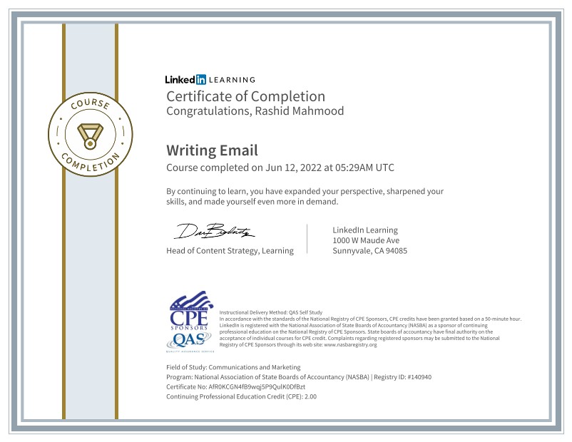 Rashid Mahmood on LinkedIn: Certificate of Completion Rashid Mahmood on LinkedIn: Certificate of Completion
