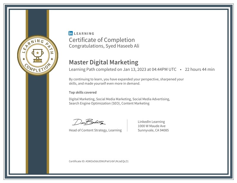 Syed Haseeb Ali on LinkedIn: Certificate of Completion Syed Haseeb Ali on LinkedIn: Certificate of Completion