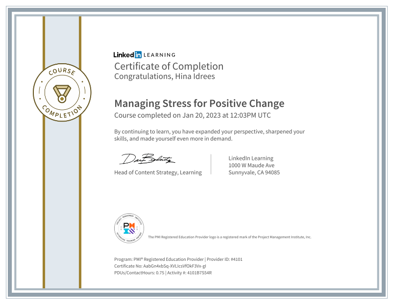 Hina Idrees on LinkedIn: Certificate of Completion Hina Idrees on LinkedIn: Certificate of Completion
