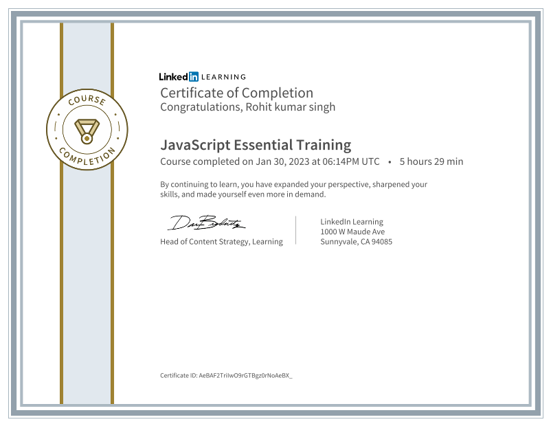 Rohit Kumar Singh on LinkedIn: Certificate of Completion Rohit Kumar Singh on LinkedIn: Certificate of Completion