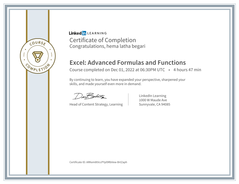 Hemalatha Begari on LinkedIn: Certificate of Completion Hemalatha Begari on LinkedIn: Certificate of Completion