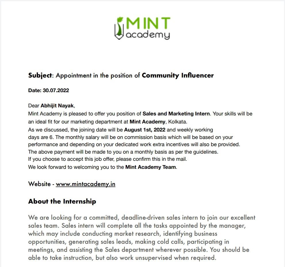 #offerletter #intern2022 #intern #sales | Abhijit Nayak #offerletter #intern2022 #intern #sales | Abhijit Nayak