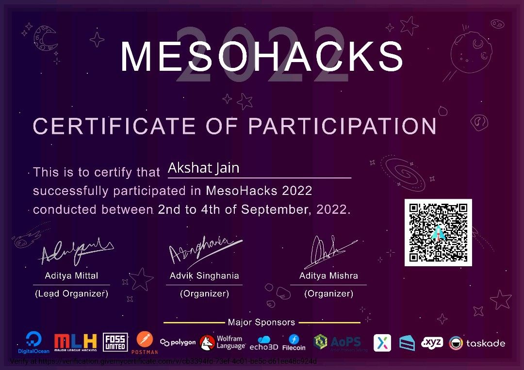 Akshat Jain on LinkedIn: Participated in a hackathon through Devfolio ... Akshat Jain on LinkedIn: Participated in a hackathon through Devfolio ...