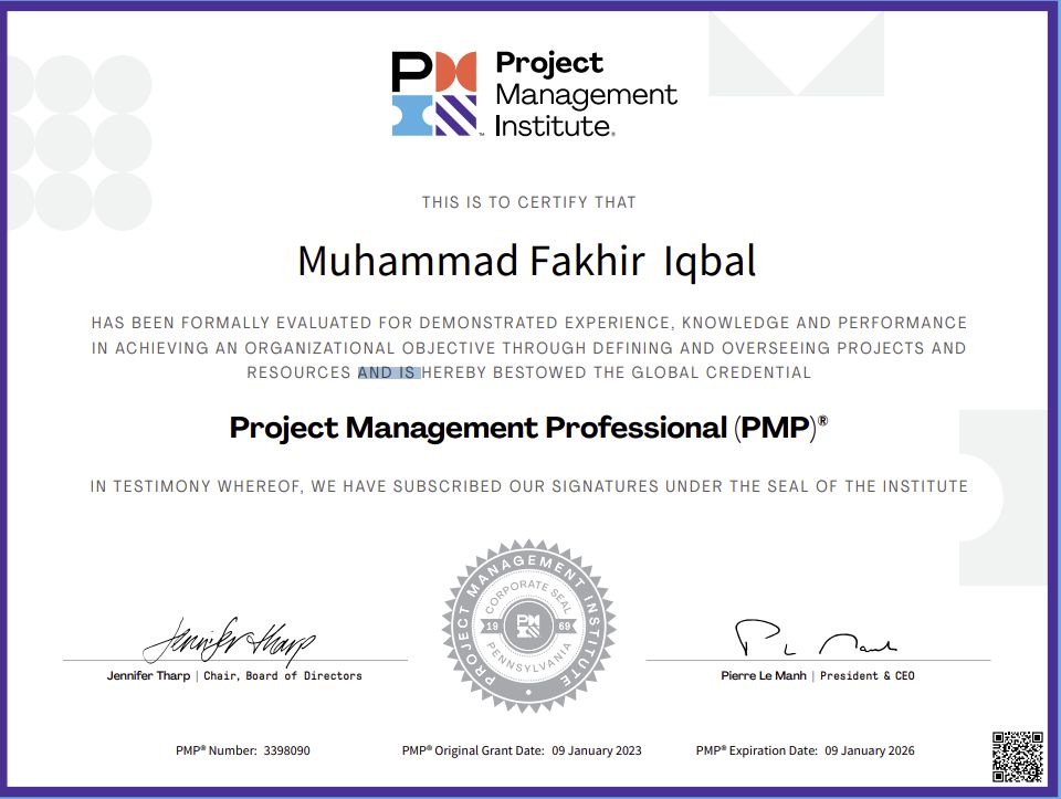 M.Fakhir Iqbal (PMP) on LinkedIn: ALHAMDULILAH...PMP done. | 28 comments M.Fakhir Iqbal (PMP) on LinkedIn: ALHAMDULILAH...PMP done. | 28 comments