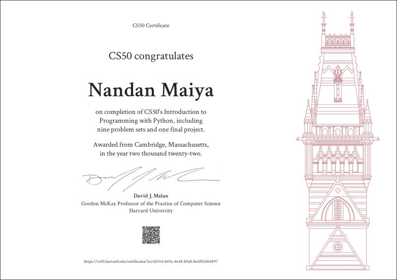 Nandan Maiya on LinkedIn: #python #programming #share #cs50 #edx Nandan Maiya on LinkedIn: #python #programming #share #cs50 #edx