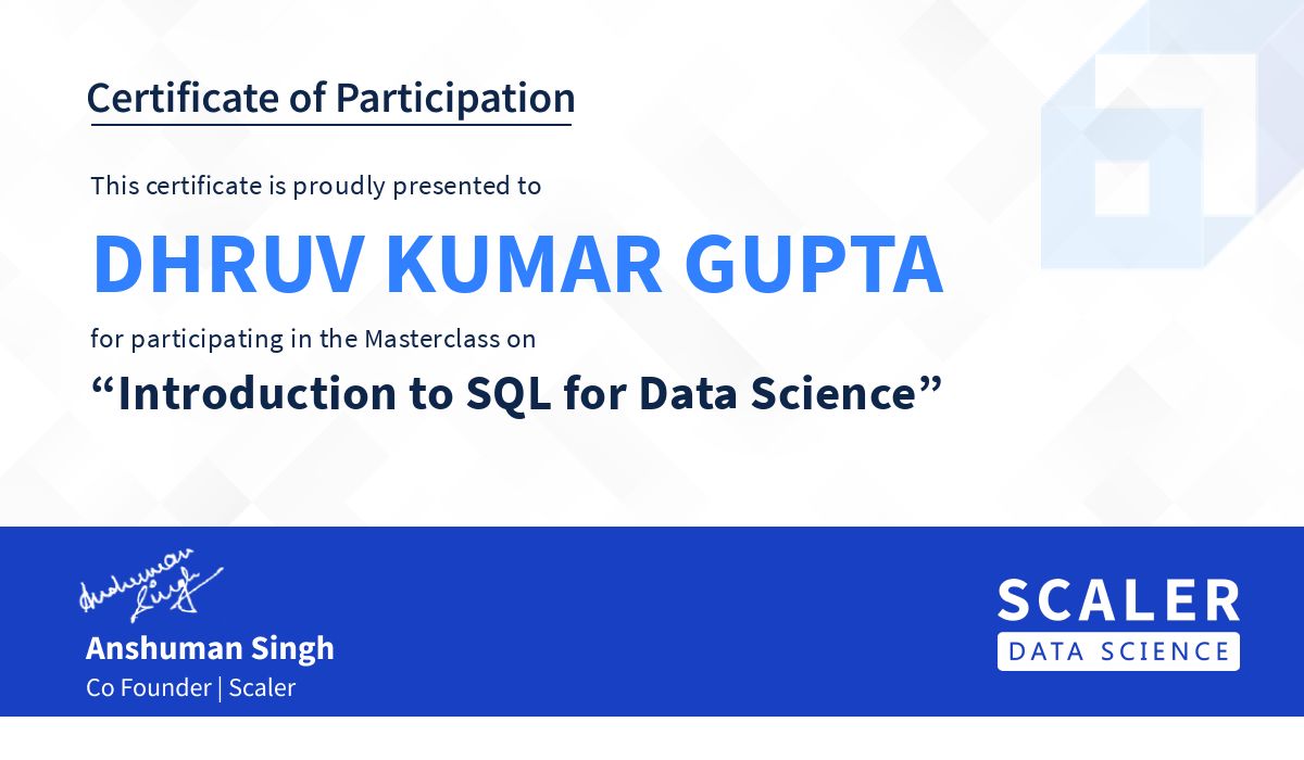 Dhruv kumar Gupta on LinkedIn: #sql #datascience Dhruv kumar Gupta on LinkedIn: #sql #datascience