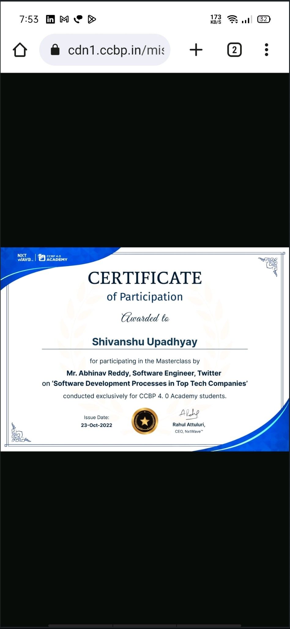 Shivanshu Upadhyay on LinkedIn: #ccbp #nxtwave #ccbpians #1hourofcode Shivanshu Upadhyay on LinkedIn: #ccbp #nxtwave #ccbpians #1hourofcode