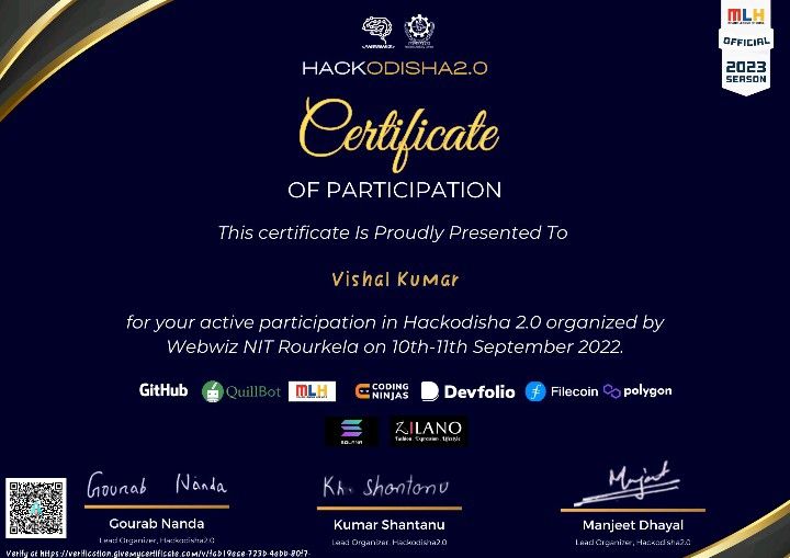 Vishal Kumar Srivastava on LinkedIn: #hackodisha #hackathon Vishal Kumar Srivastava on LinkedIn: #hackodisha #hackathon