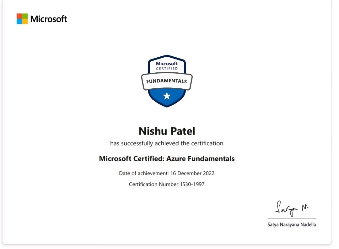 Nishu Patel on LinkedIn: #azurecloud #azurecertification # ... Nishu Patel on LinkedIn: #azurecloud #azurecertification # ...