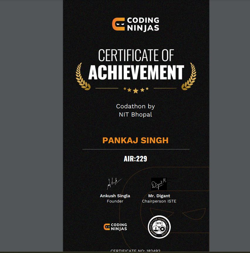 Pankaj Singh on LinkedIn: #codingninjas #coding #success #codingninjas ... Pankaj Singh on LinkedIn: #codingninjas #coding #success #codingninjas ...