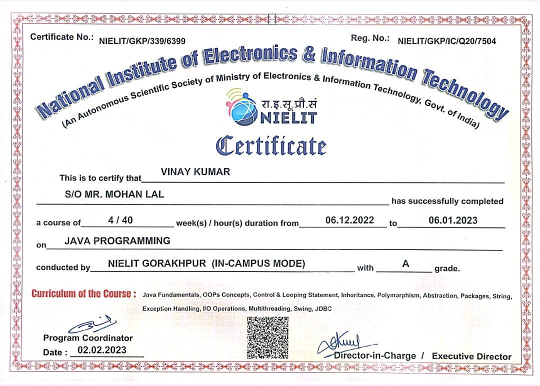 Vinay Kumar on LinkedIn: #nielit #java #javaprogramming #training Vinay Kumar on LinkedIn: #nielit #java #javaprogramming #training
