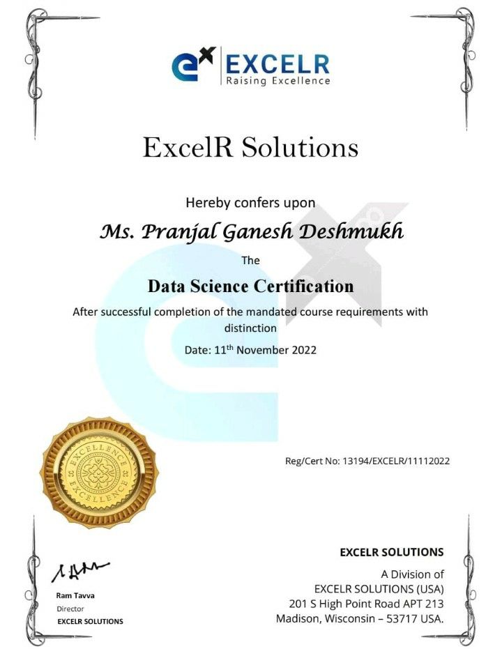 Pranjal Deshmukh on LinkedIn: #datascience #excelr Pranjal Deshmukh on LinkedIn: #datascience #excelr