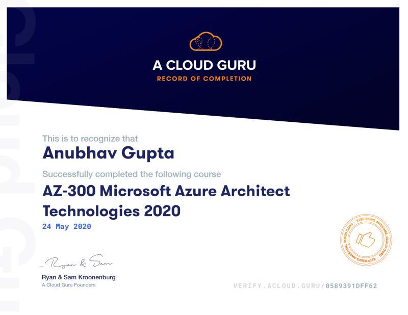 Anubhav Gupta on LinkedIn: #azurecloud #cloudtechnology #acloudguru Anubhav Gupta on LinkedIn: #azurecloud #cloudtechnology #acloudguru