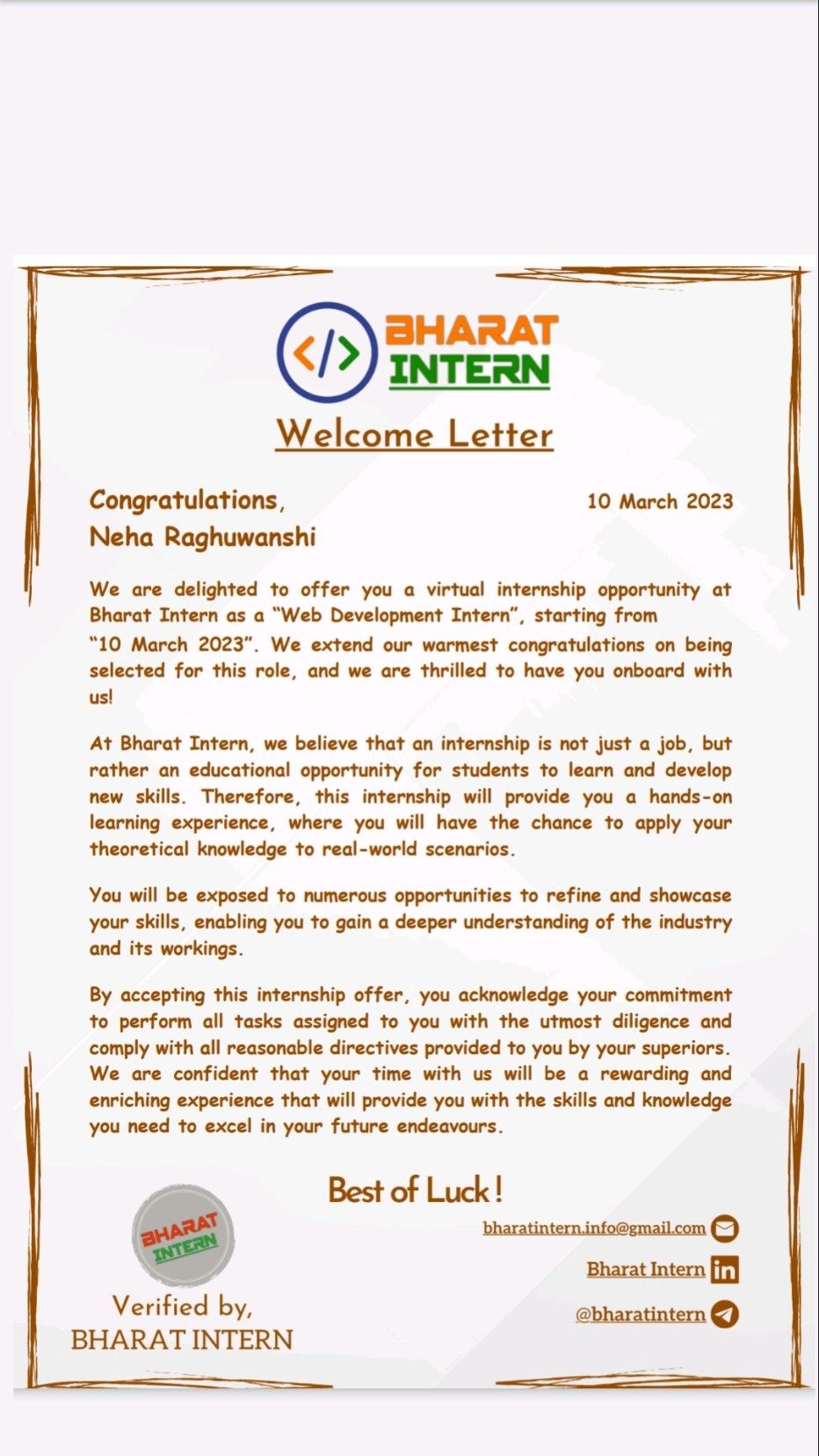 neha raghuwanshi on LinkedIn: #webdevelopmentintern neha raghuwanshi on LinkedIn: #webdevelopmentintern
