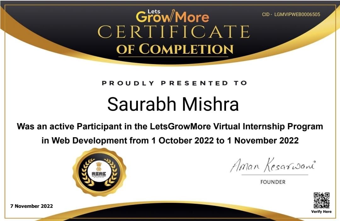 Saurabh Mishra on LinkedIn: #intern #letsgrowmore #internship # ... Saurabh Mishra on LinkedIn: #intern #letsgrowmore #internship # ...