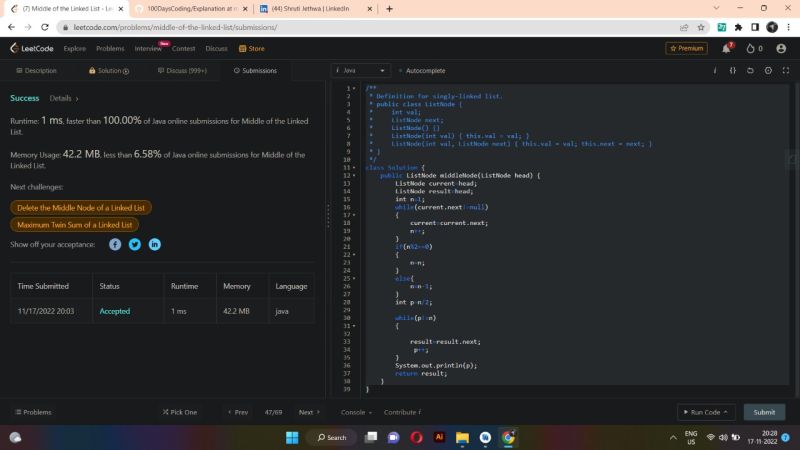 #day42 #100daysofcodechallenge #leetcode #vitbhopal #vitbhopalmca # ... #day42 #100daysofcodechallenge #leetcode #vitbhopal #vitbhopalmca # ...