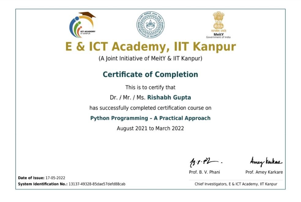 RISHABH GUPTA on LinkedIn: #iit #kanpur #phyton_programming RISHABH GUPTA on LinkedIn: #iit #kanpur #phyton_programming