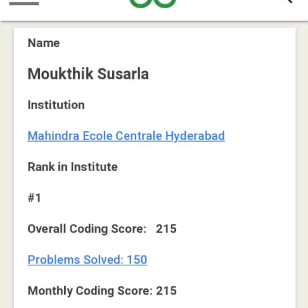 Moukthik Susarla on LinkedIn: #dsaone #leetcode #geeksforgeeks #dsa Moukthik Susarla on LinkedIn: #dsaone #leetcode #geeksforgeeks #dsa