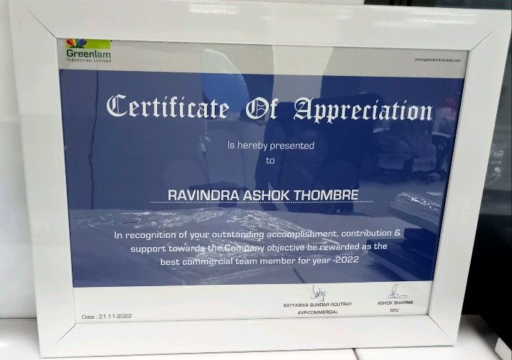 Ravindra Thombre on LinkedIn: #commercial #recognition #greenlam Ravindra Thombre on LinkedIn: #commercial #recognition #greenlam