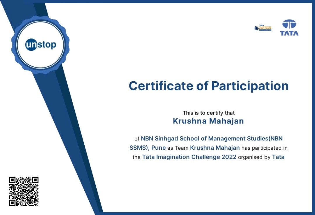 Krushna Mahajan on LinkedIn: Certificate of Participation in Tata ... Krushna Mahajan on LinkedIn: Certificate of Participation in Tata ...