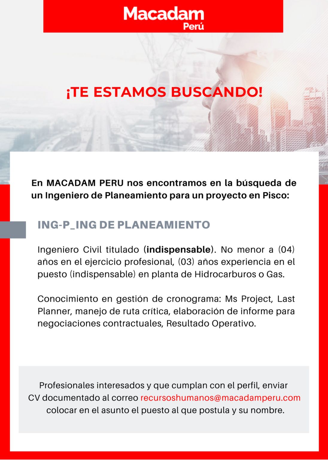 Macadam Perú en LinkedIn: #pisco #oportunidaddetrabajo # ... Macadam Perú en LinkedIn: #pisco #oportunidaddetrabajo # ...