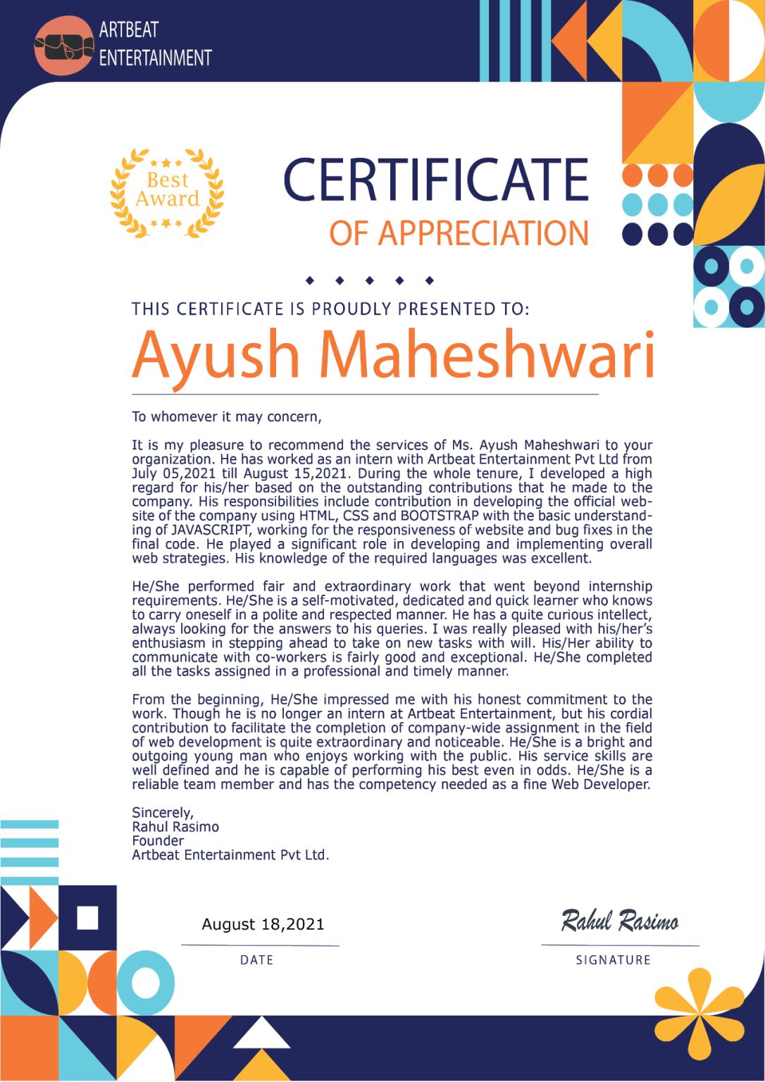 #webdevelopment #internship | Ayush Maheshwari #webdevelopment #internship | Ayush Maheshwari