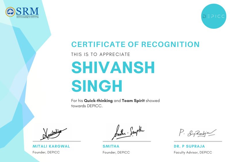 shivansh singh on LinkedIn: Recalling all the time I had at DEPICC, I ... shivansh singh on LinkedIn: Recalling all the time I had at DEPICC, I ...