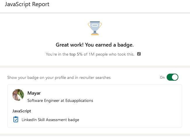 Mayar Sayed on LinkedIn: #linkedinskillassessment #javascript Mayar Sayed on LinkedIn: #linkedinskillassessment #javascript