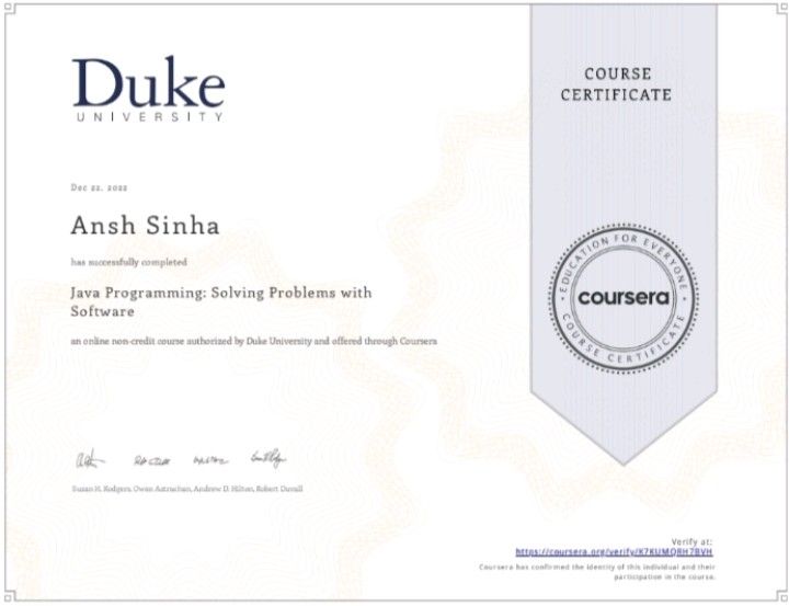 ANSH SINHA on LinkedIn: complete certificate for java programming ANSH SINHA on LinkedIn: complete certificate for java programming