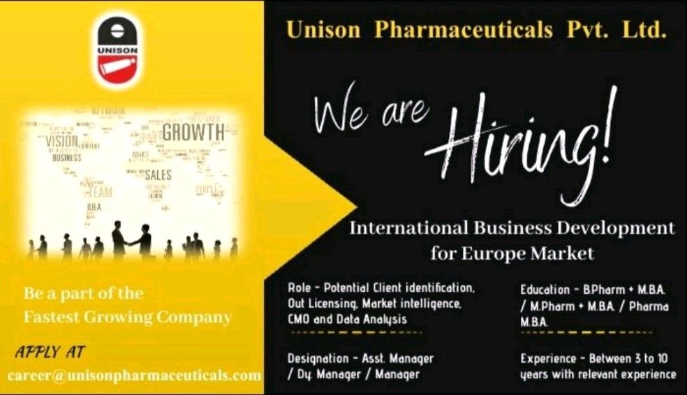 Job Backers on LinkedIn: Unison Pharmaceuticals Pvt. Ltd. is hiring Job Backers on LinkedIn: Unison Pharmaceuticals Pvt. Ltd. is hiring