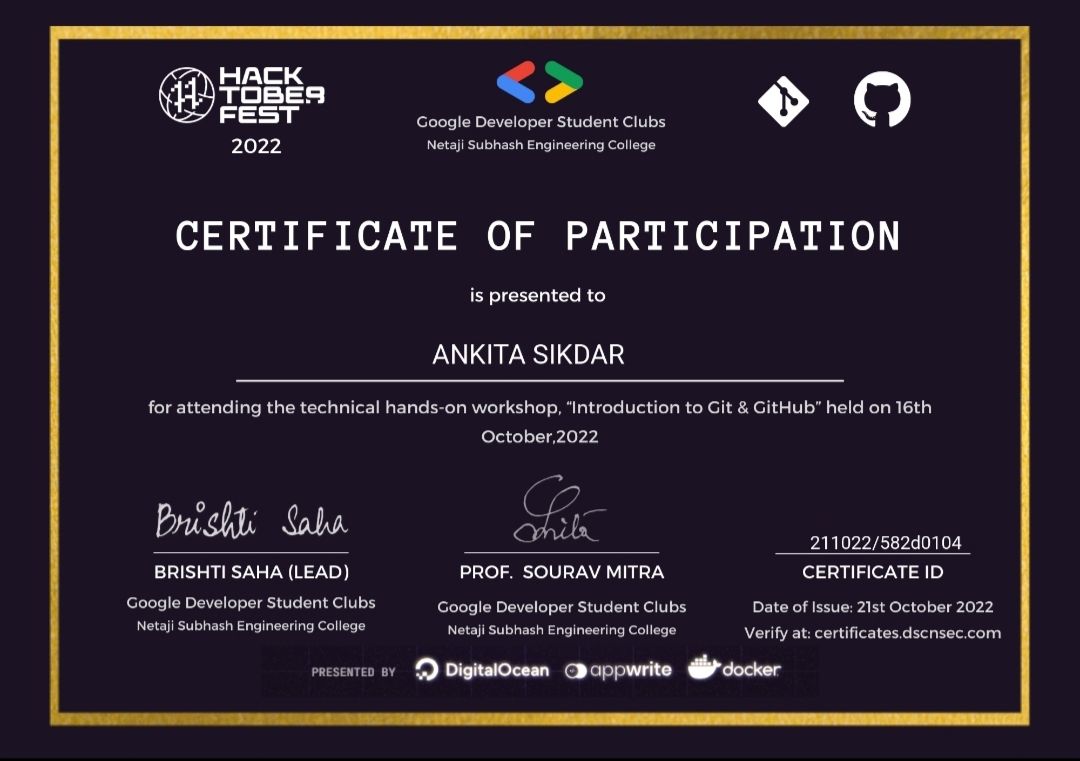 Ankita Sikdar on LinkedIn: #newbeginnings #hacktoberfest2022 #github #git Ankita Sikdar on LinkedIn: #newbeginnings #hacktoberfest2022 #github #git