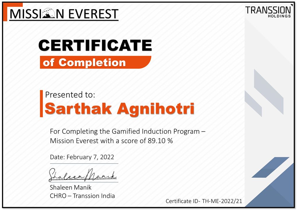 Sarthak Agnihotri on LinkedIn: Succesfully Completed Gamified Induction ... Sarthak Agnihotri on LinkedIn: Succesfully Completed Gamified Induction ...