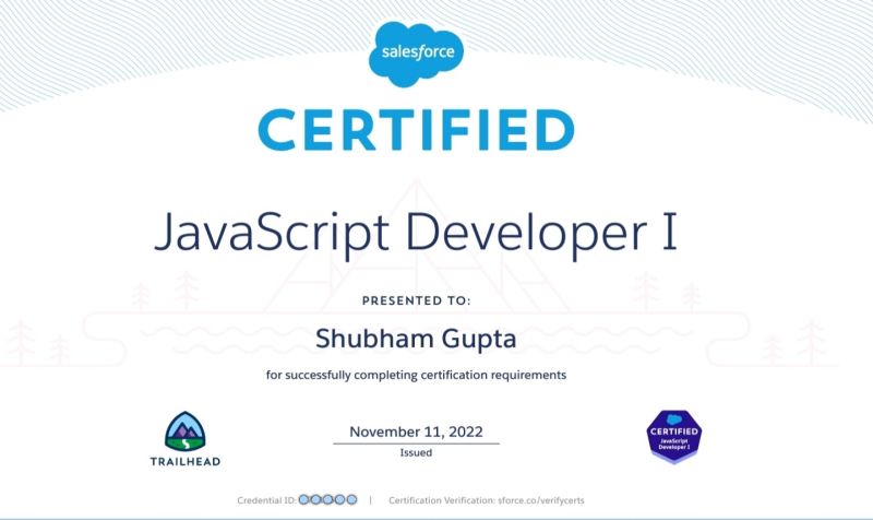Shubham Gupta on LinkedIn: #salesforcecertified #javascriptdeveloper # ... Shubham Gupta on LinkedIn: #salesforcecertified #javascriptdeveloper # ...