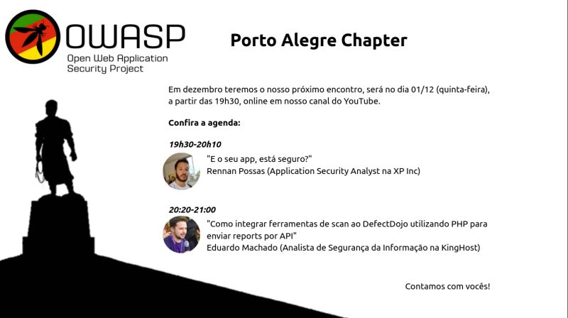 OWASP Chapter Porto Alegre no LinkedIn: #owasp #cybersecurity #appsec OWASP Chapter Porto Alegre no LinkedIn: #owasp #cybersecurity #appsec