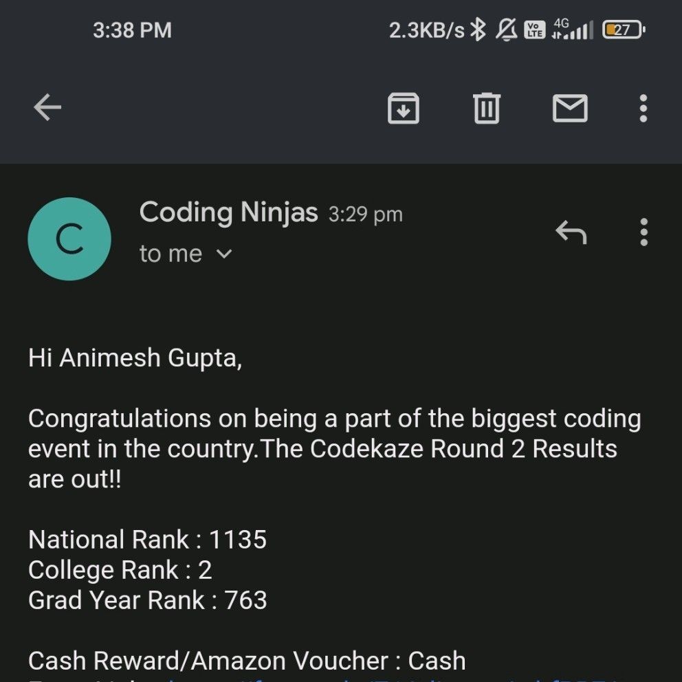 Animesh Gupta on LinkedIn: #coding #codingninjas #codekaze | 11 comments Animesh Gupta on LinkedIn: #coding #codingninjas #codekaze | 11 comments
