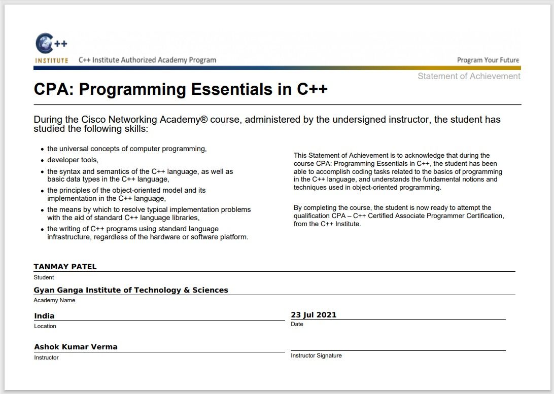 Tanmay patel on LinkedIn: #cpp #programming #cisconetworkingacademy Tanmay patel on LinkedIn: #cpp #programming #cisconetworkingacademy