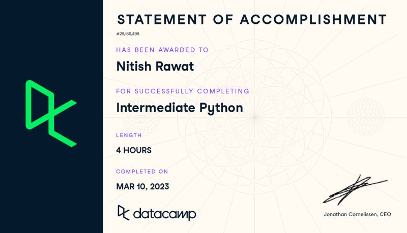 Nitish R. on LinkedIn: #python #datascience #dataanalysis #datacamp Nitish R. on LinkedIn: #python #datascience #dataanalysis #datacamp